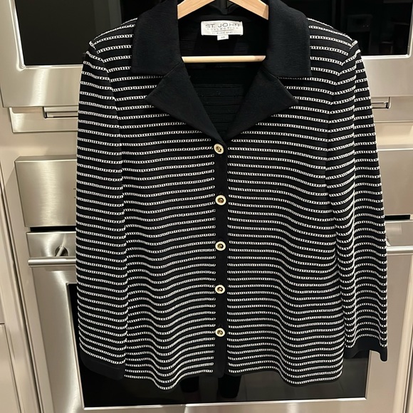 St. John | Sweaters | St John Vintage Black White Stitched Sweater ...